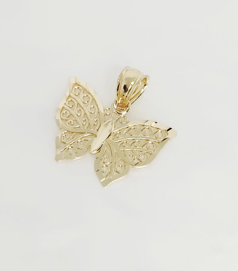 10K Yellow Gold Butterfly Charm, Gold Insect Charm, Transformation ...