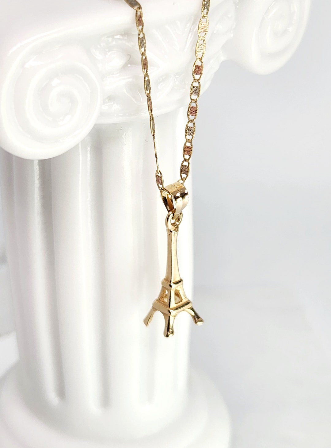 14K Yellow Gold Eiffel Tower Charm, 3D Charm, Gold Tower Charm, Travel ...