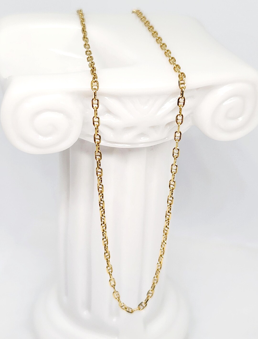 10K Yellow Gold Mariner Necklace, Gold Layering Necklace, Dimensional ...