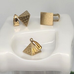 14K Real Gold Pyramid Charm, 3D Pyramid, Puff Charm, 3D Charm, Golf ...