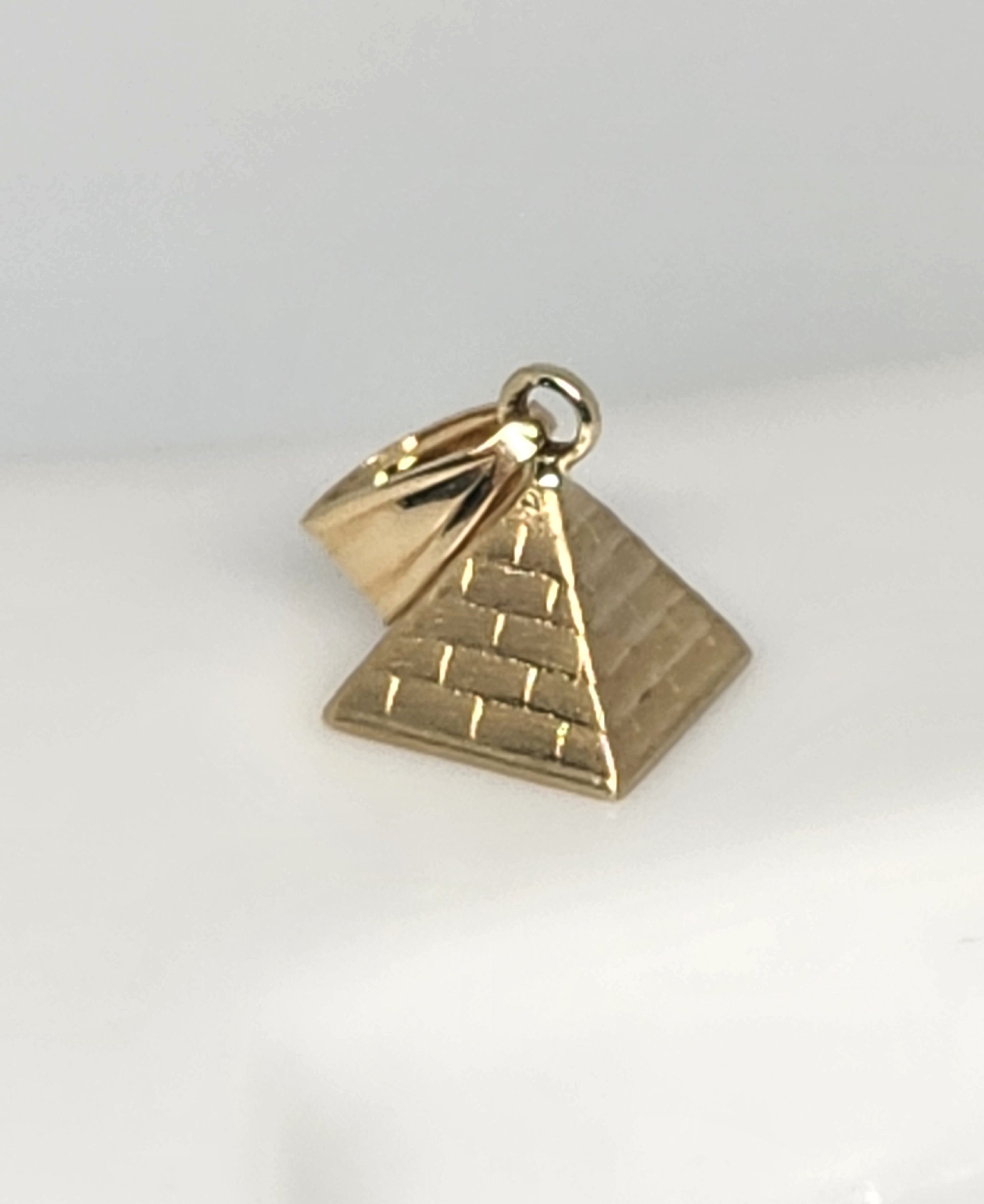 14K Real Gold Pyramid Charm, 3D Pyramid, Puff Charm, 3D Charm, Golf ...