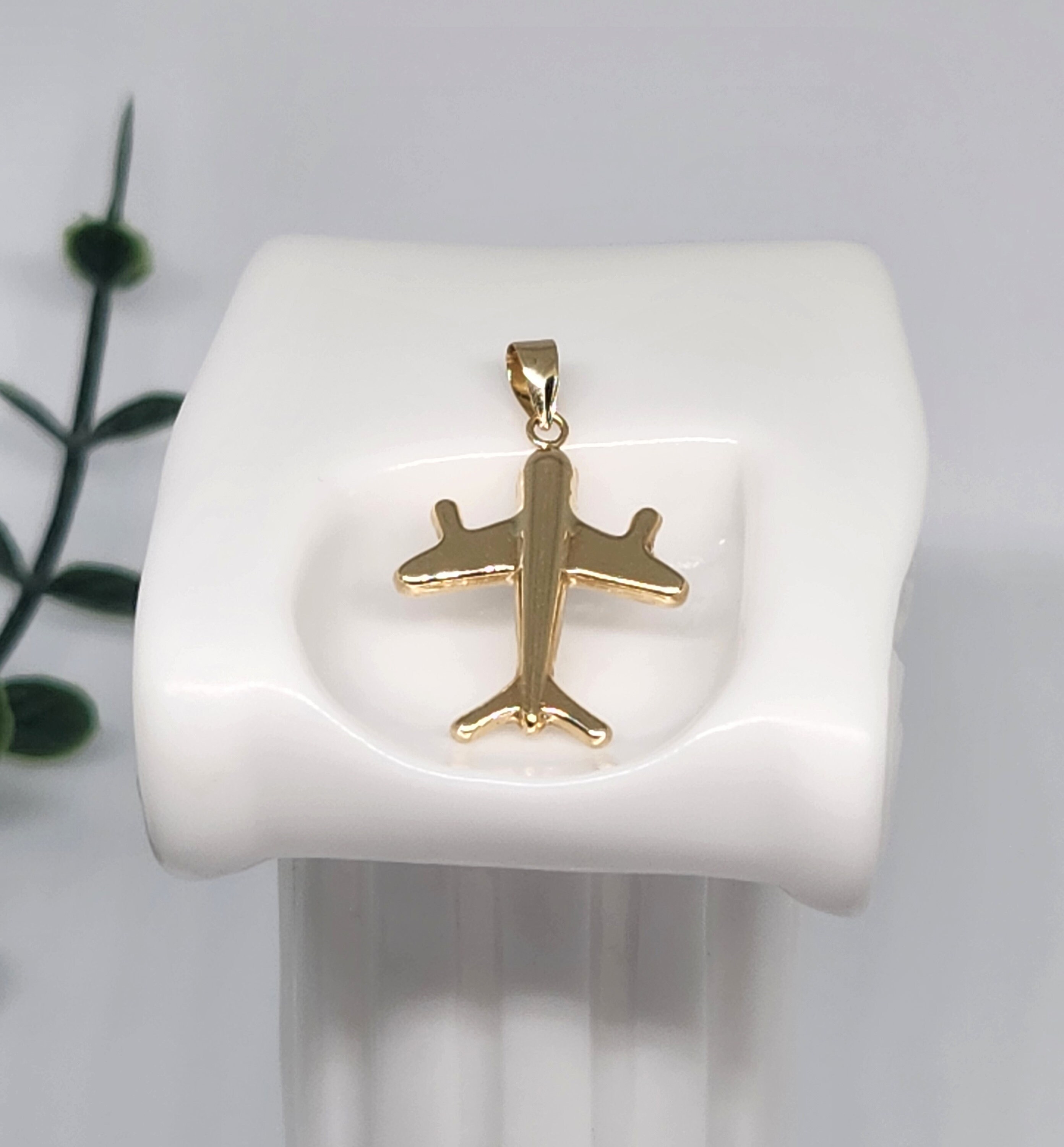 14K Real Gold Airplane Charm, 3D Charm, Real Gold Plane, Travel Charm ...
