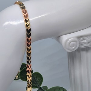 14K Genuine Gold Specialty Bracelet, Gold Leaf Pattern Bracelet, Gold ...