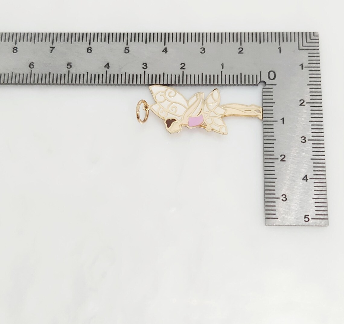 14K Yellow Gold Fairy Charm, Gold Pixie Charm, Gold Enamel Charm ...