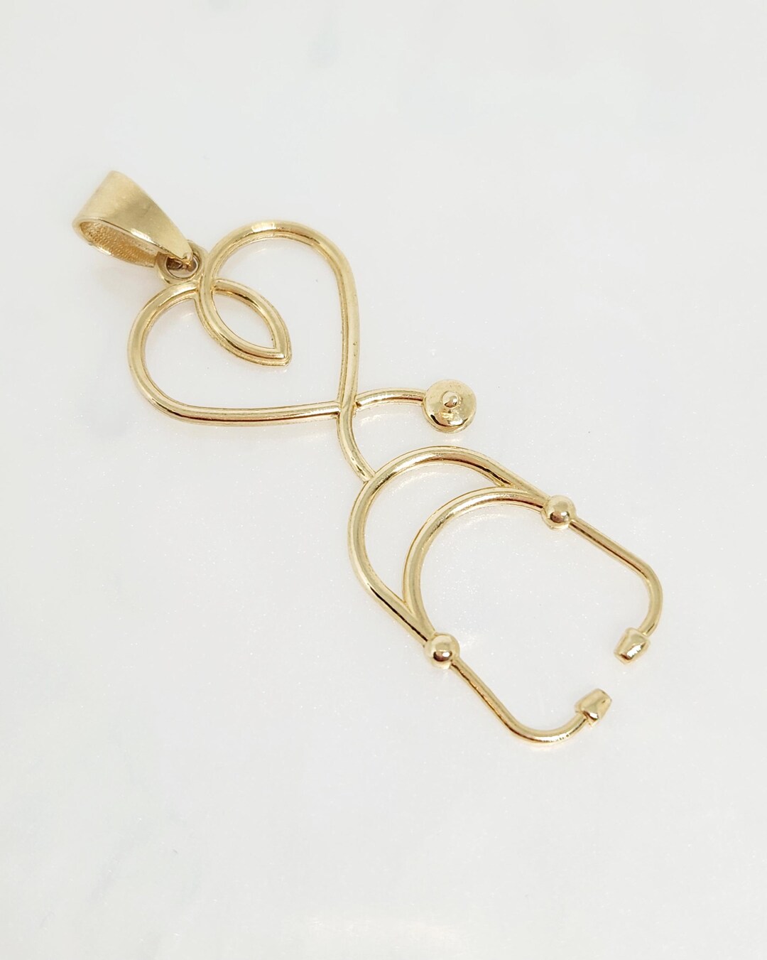 14K Yellow Gold Stethoscope Pendant, Graduation Gift, Jewelry for ...