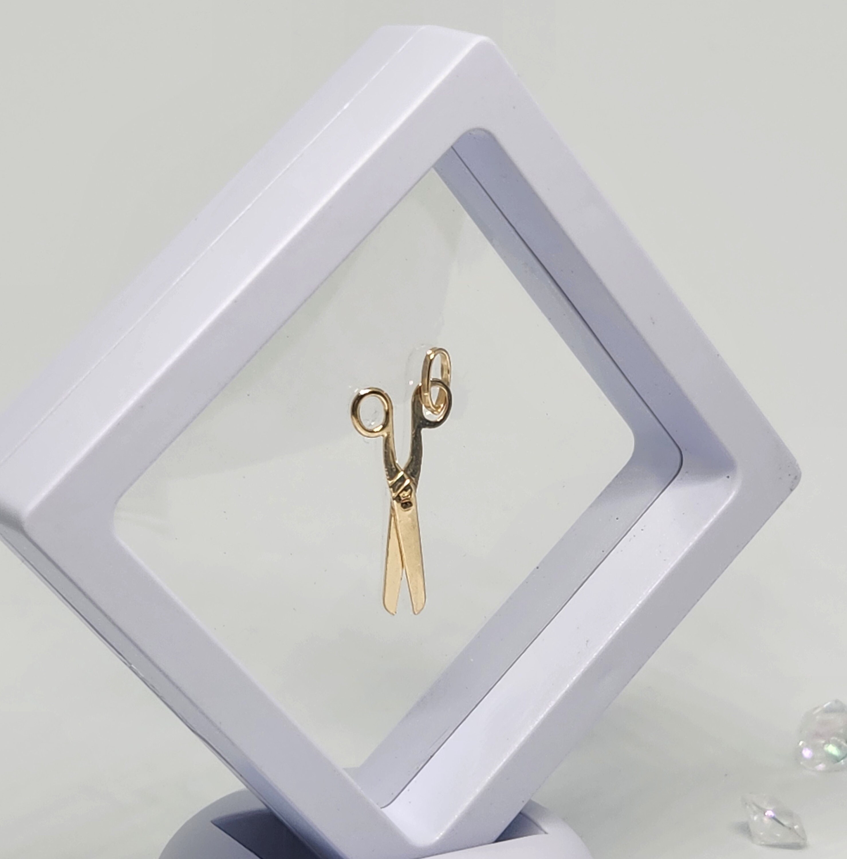 10K Real Gold Scissors Charm, Gold Scissor Pendant, Fully Moveable ...