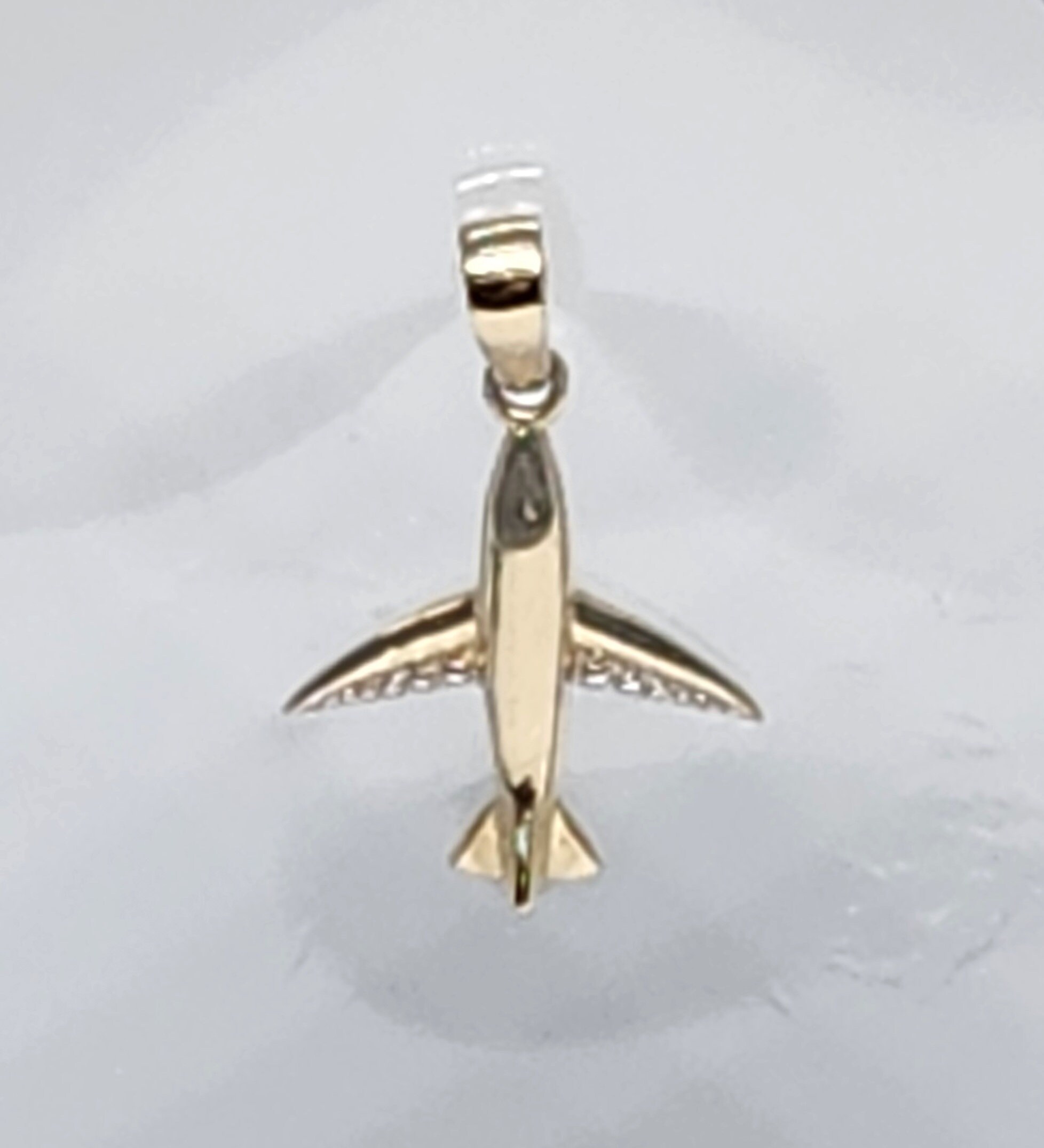 10K Real Gold Airplane Charm, 3D Charm, Real Gold Plane, Travel Charm ...