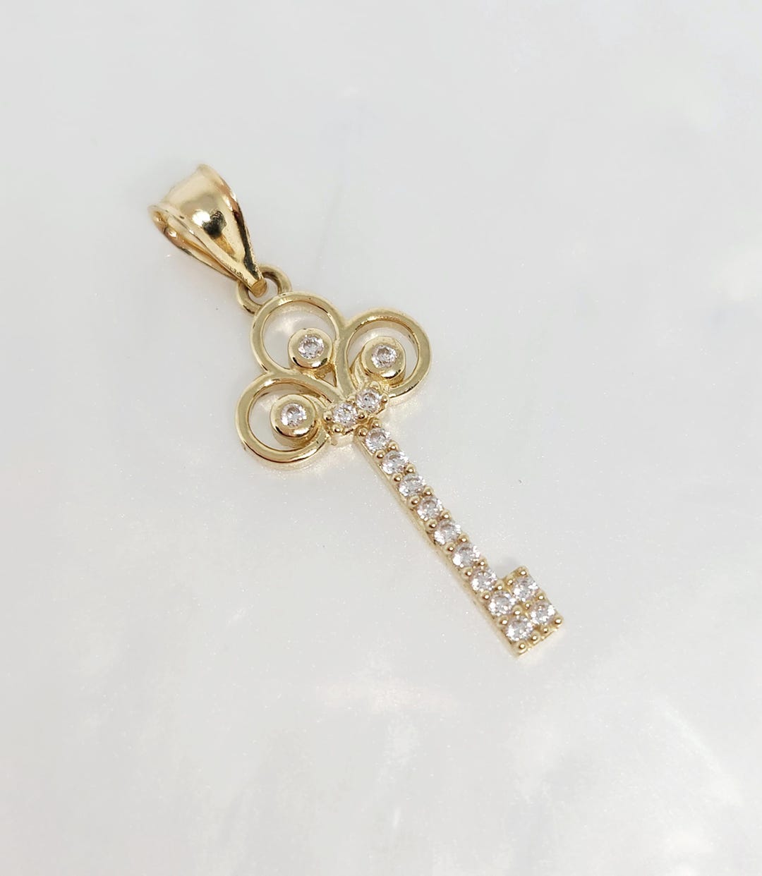 10K Yellow Gold Key Charm, Solid Gold Key Charm, Gold Club Key Charm ...