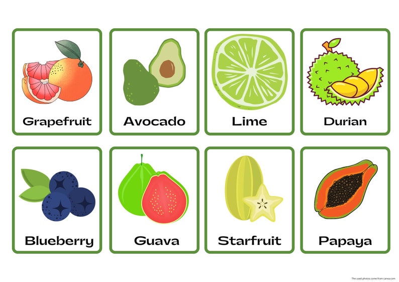 32 Montessori Fruit Flashcards - Printable Learning Cards for Kids - Etsy