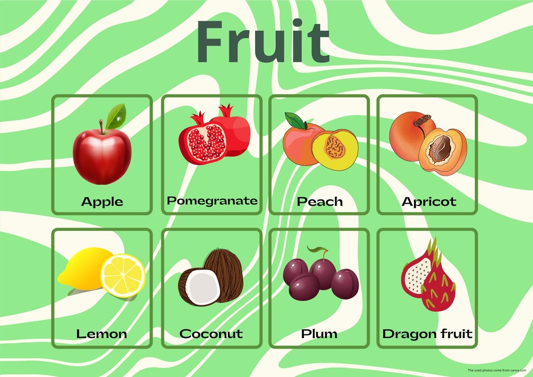 32 Montessori Fruit Flashcards - Printable Learning Cards for Kids - Etsy