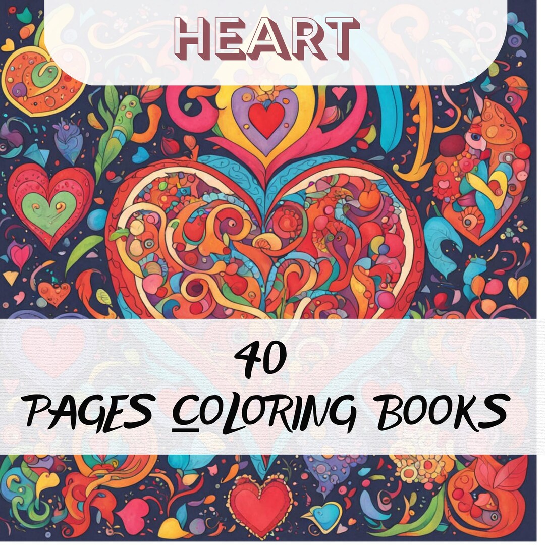 Heart Coloring Book, Love-themed Coloring, Digital Heart Designs ...