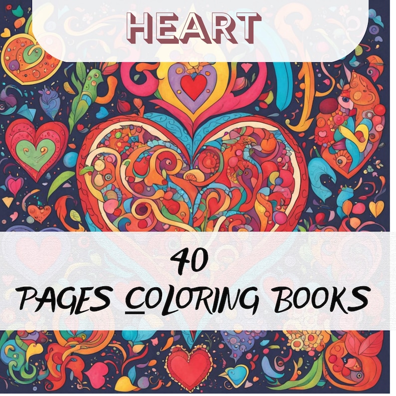 Heart Coloring Book, Love-themed Coloring, Digital Heart Designs ...