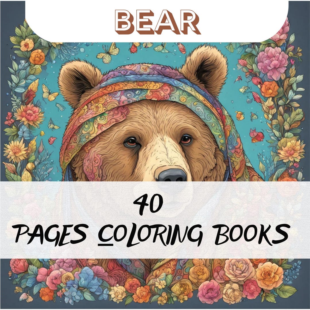 Bear-themed Digital Coloring Book for Kids and Adults, Animal-themed ...