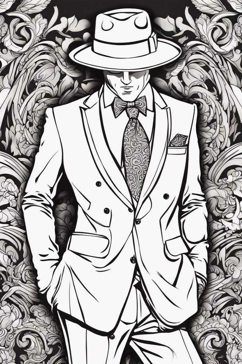 1920s Man Coloring Book, Roaring Twenties Fashion Coloring, Vintage ...