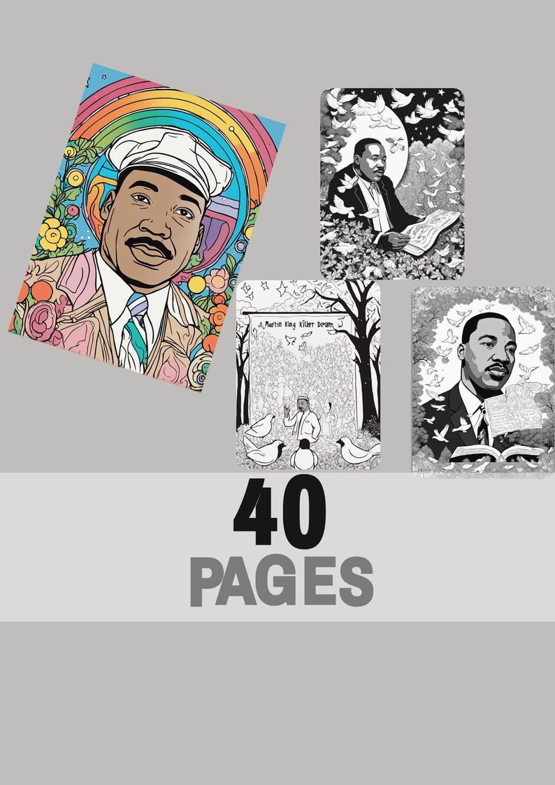 Martin Luther King Day Coloring Book, MLK Day Printable Art, Civil ...