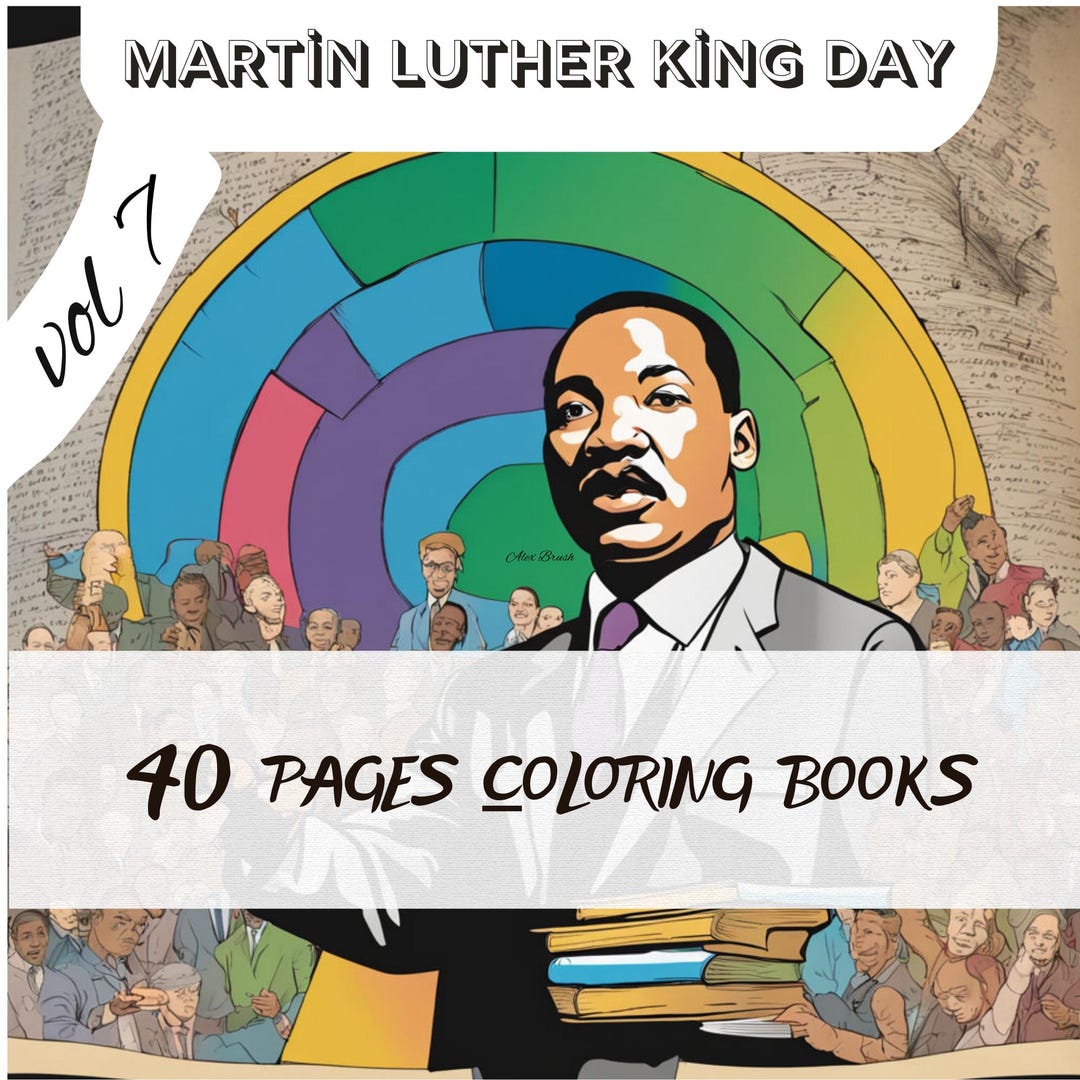 Martin Luther King Day Coloring Book, MLK Jr. Printable Art, Equality ...