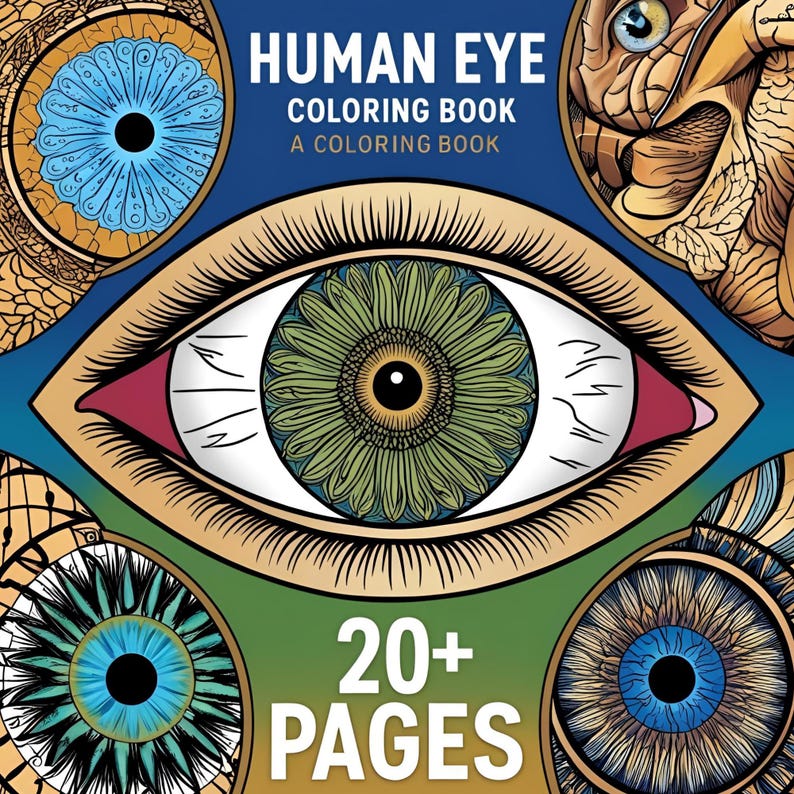20 Human Eye Coloring Book, Digital Eye Art, Printable Eye Designs, Eye Coloring Pages, Digital ...
