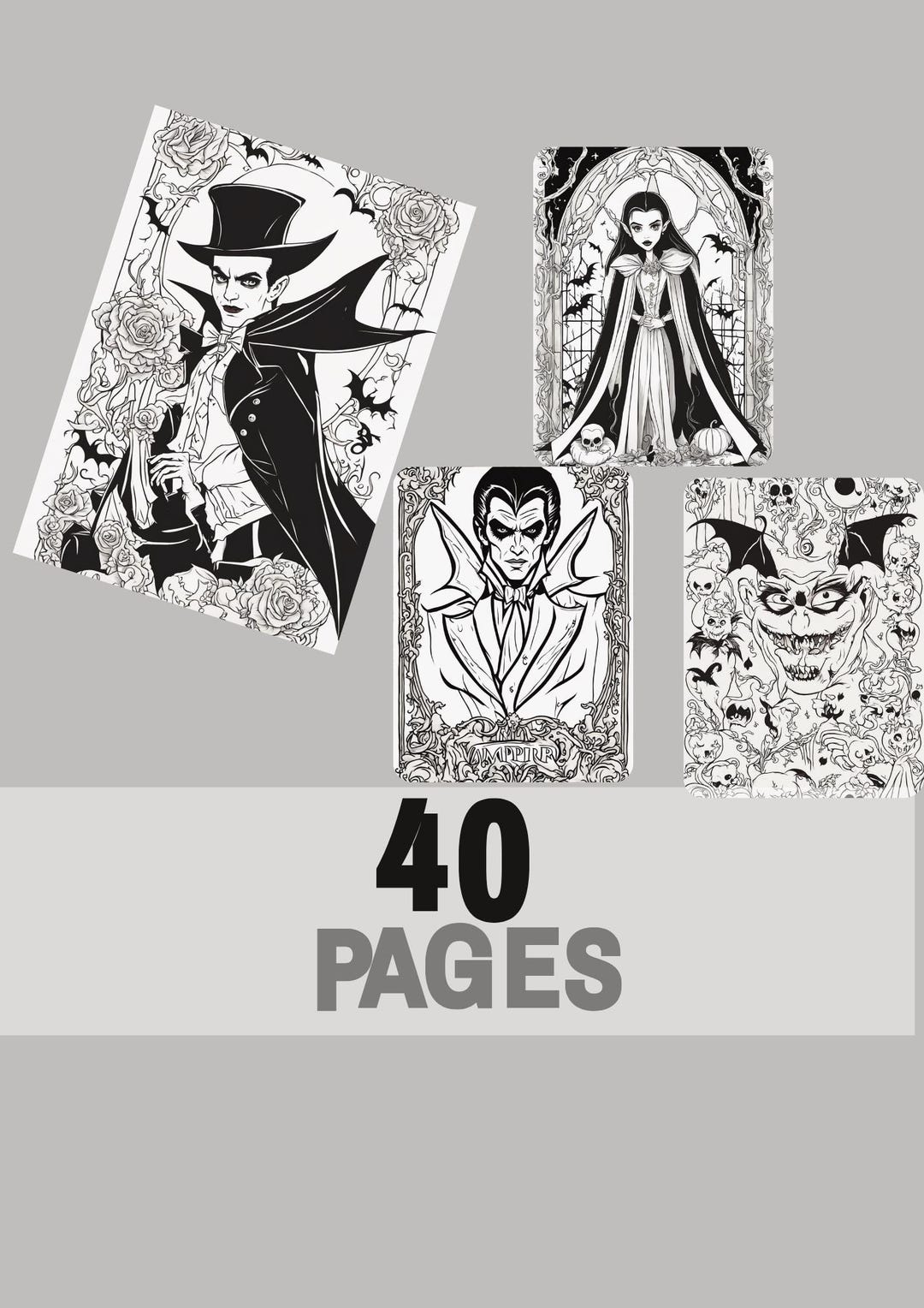 Vampire Coloring Book, Gothic Coloring Pages, Dark Fantasy Art ...