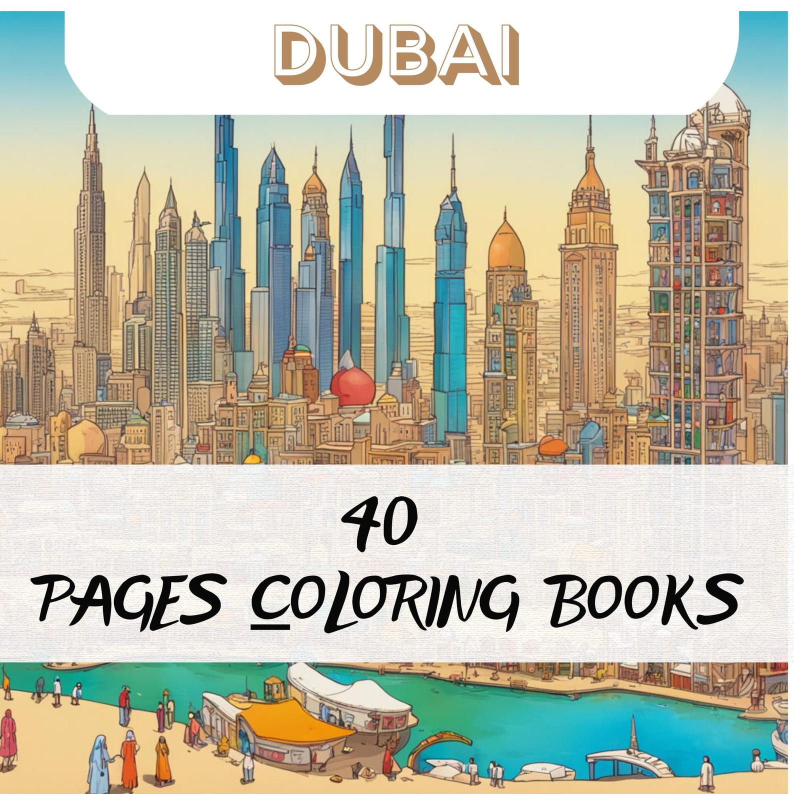 Dubai Coloring Pages, UAE Landmark Art,dubai Skyline Coloring,modern ...