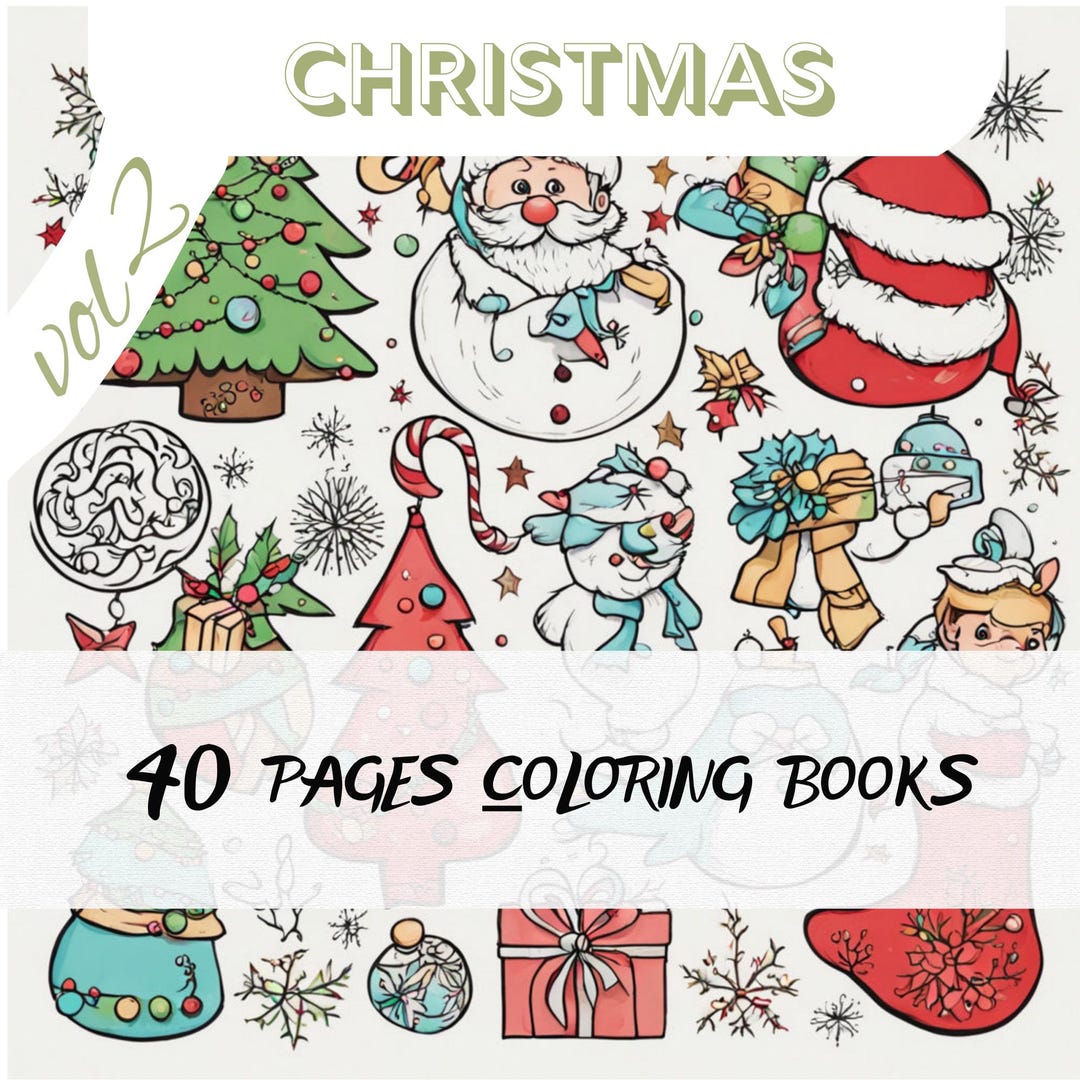 Christmas Day Coloring Book, Holiday Digital , Festive Coloring Pages ...