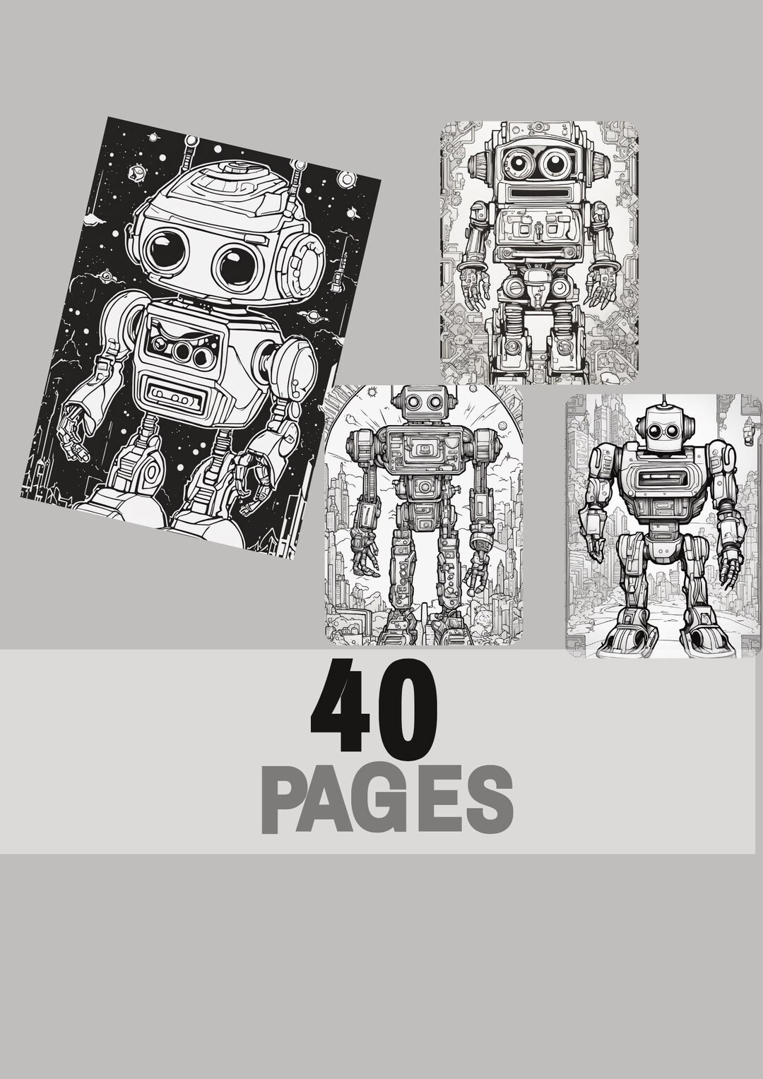 Futuristic Robot Coloring, Digital Robots Art, Sci-fi Coloring Book, AI ...