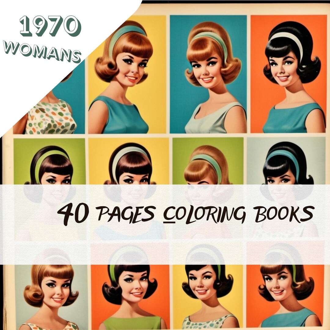 1970s Fashion Coloring Book, Retro Women Coloring Pages,bohemian Style ...