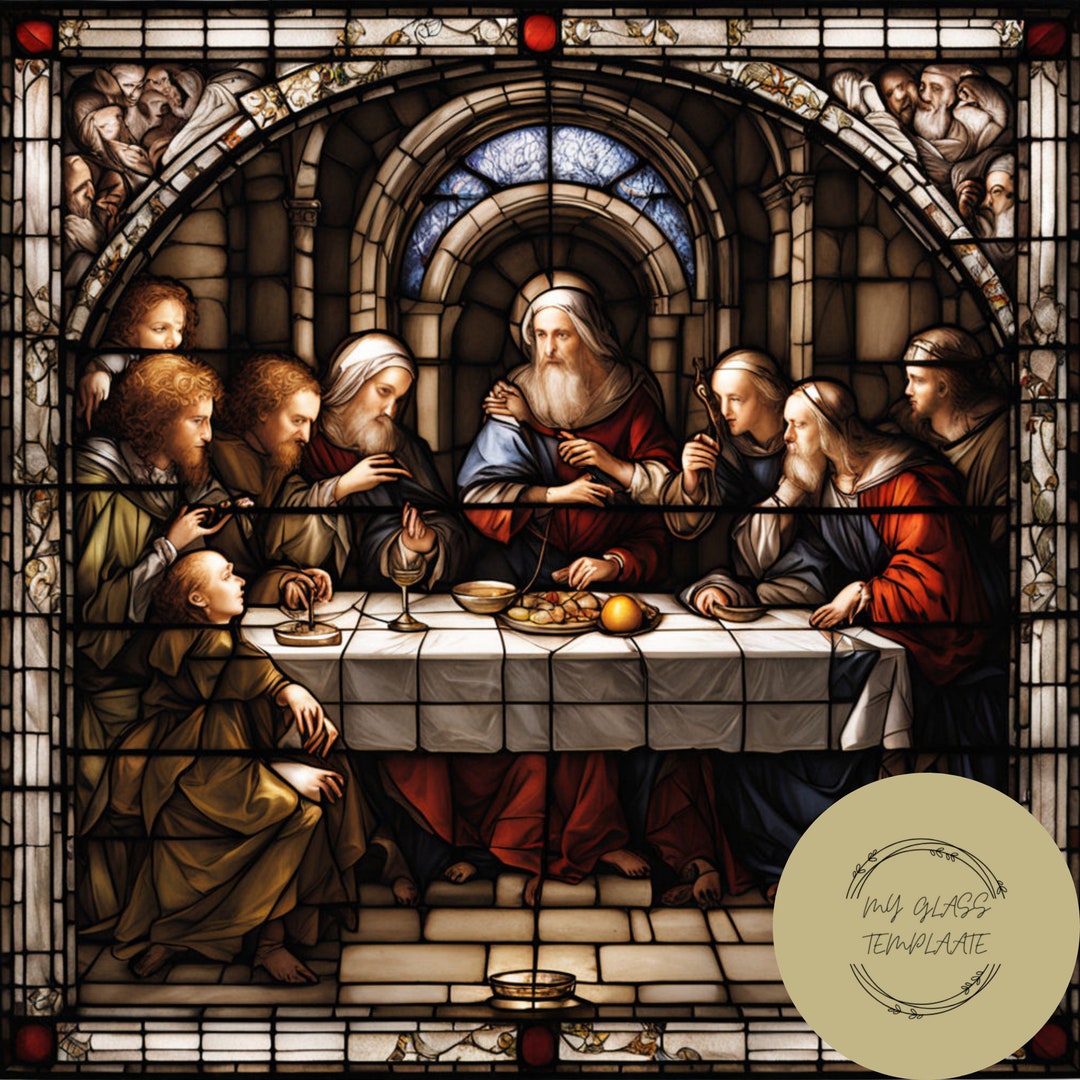 Last Supper Stained Glass, Digital Download Template, Stained Glass PNG ...