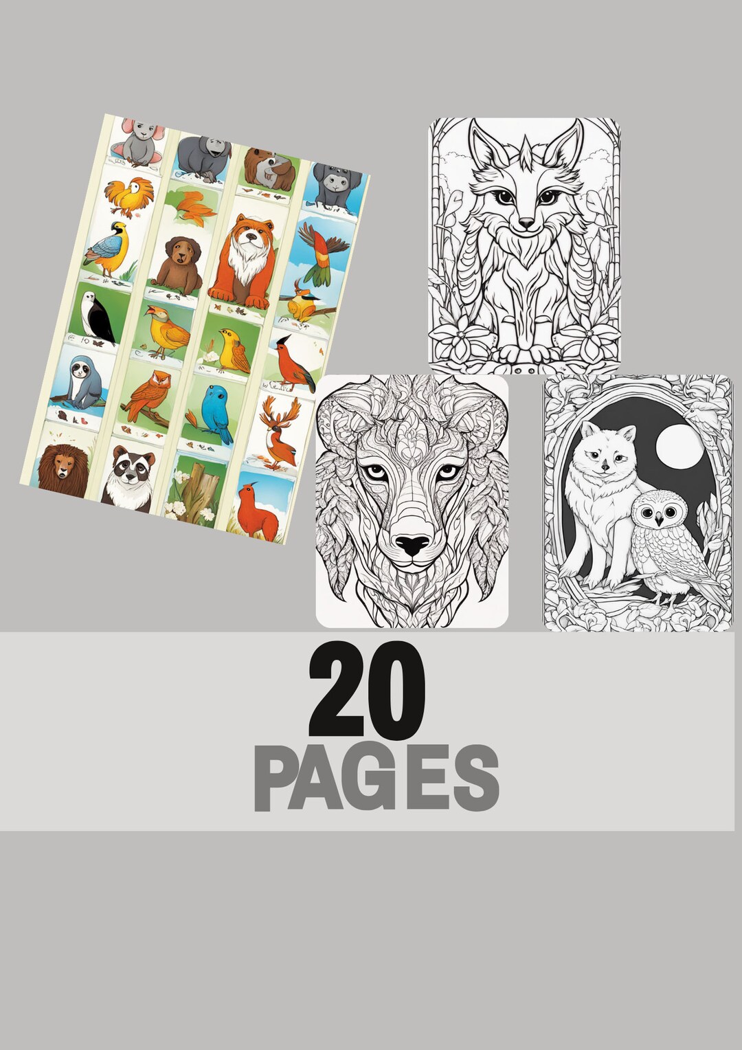 Animals Coloring Book, Digital Animals Art, Printable Animal Designs ...