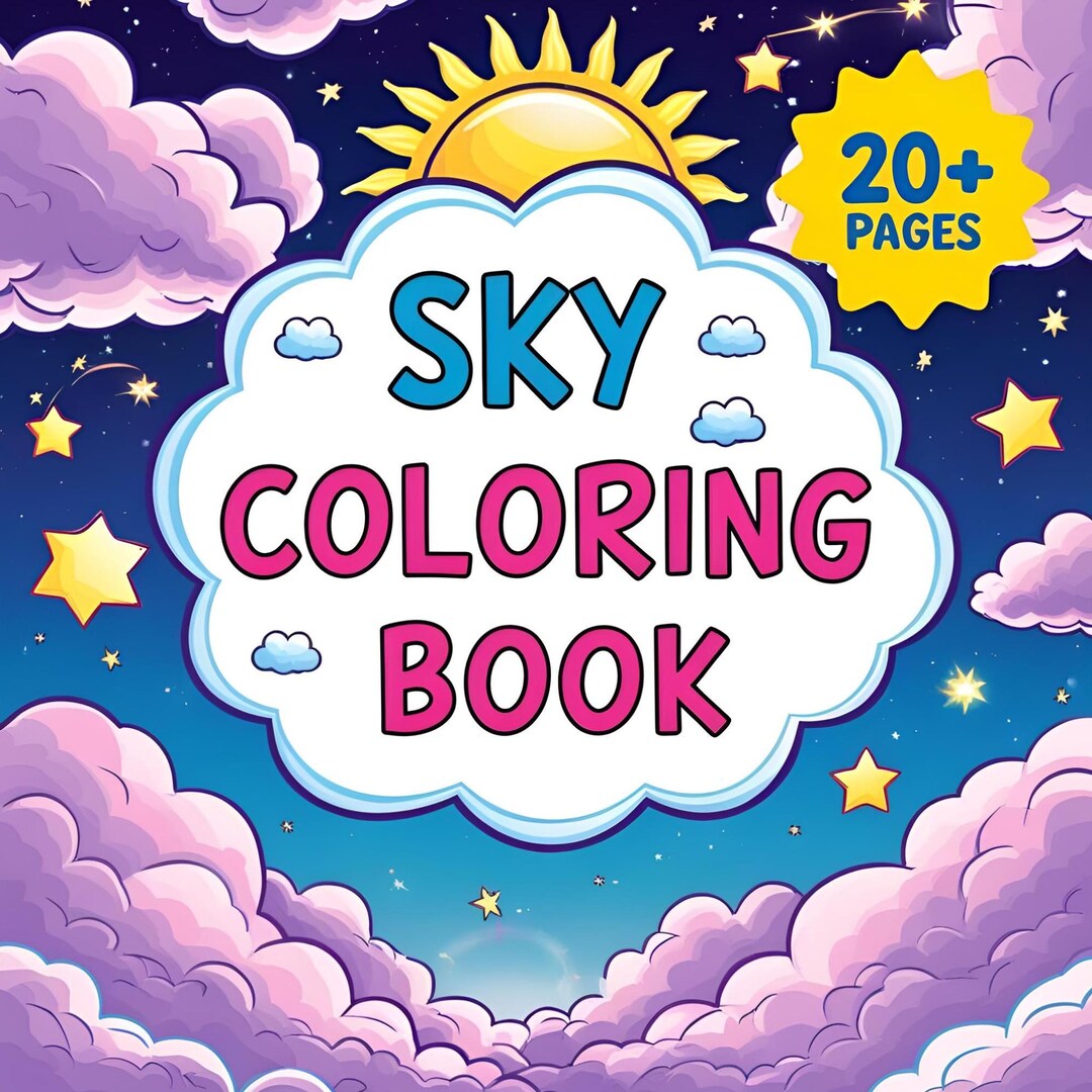Sky Coloring Book, Cloud Designs,digital Sky Art, Relaxing Coloring ...