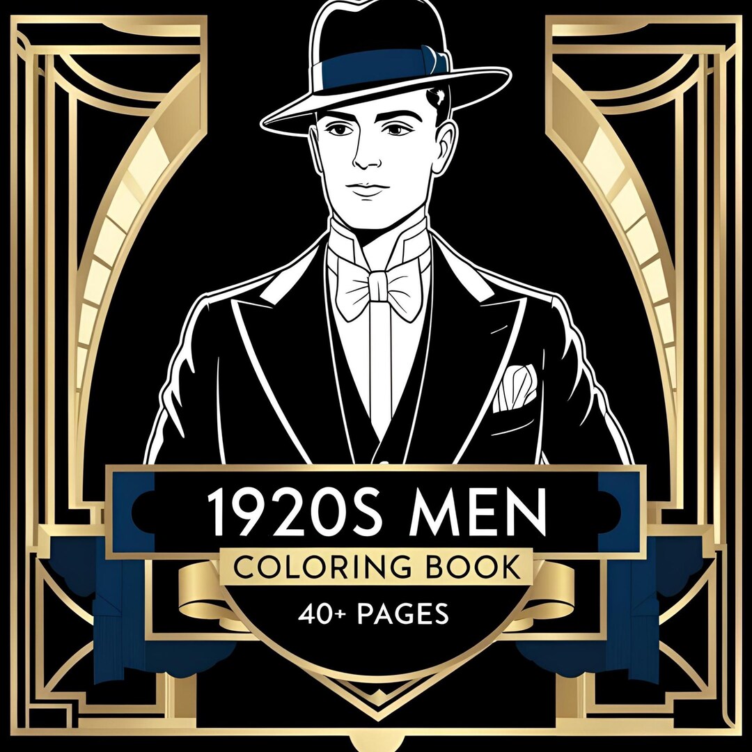 1920s Man Coloring Book, Roaring Twenties Fashion Coloring, Vintage ...