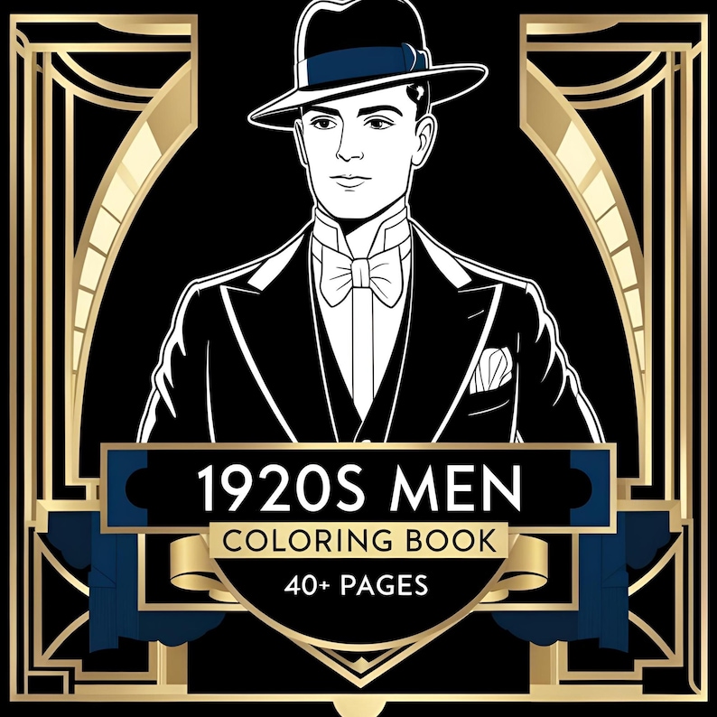 1920s Man Coloring Book, Roaring Twenties Fashion Coloring, Vintage ...