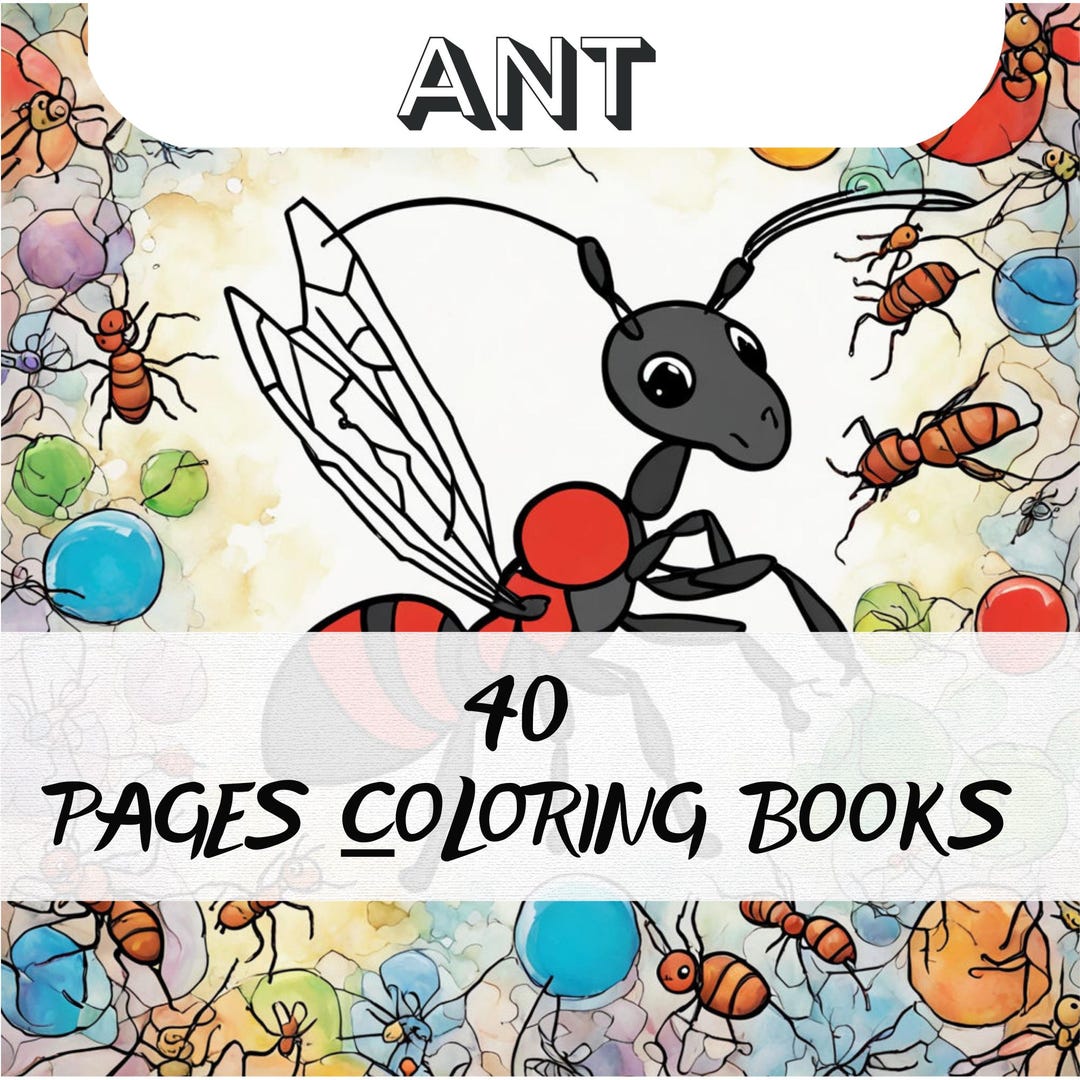 Ant Coloring Book, Digital Ant Designs, Printable Ant Pages, Insect ...