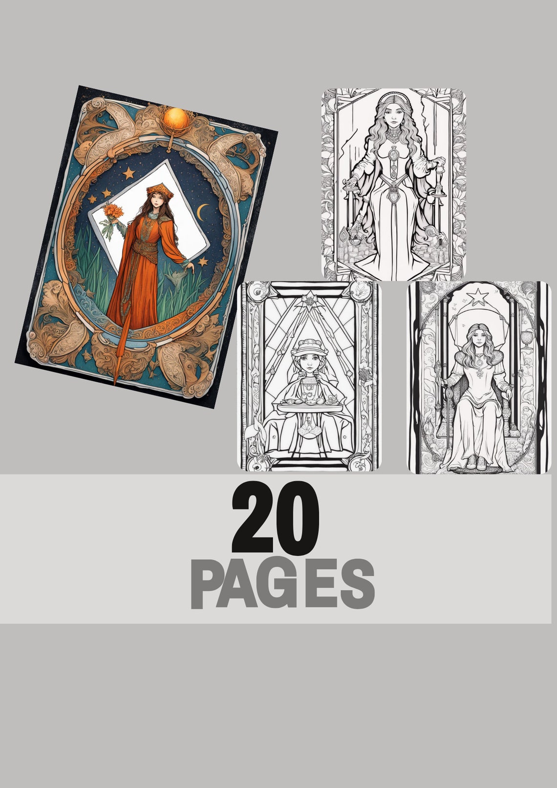 Tarot Cards Coloring Book, Digital Tarot Art, Printable Tarot Designs ...