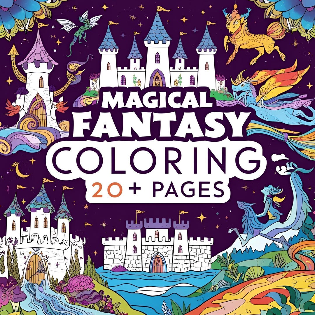 Fantasy Drawings Coloring, Dreamy Coloring Book, Digital Dream Art ...