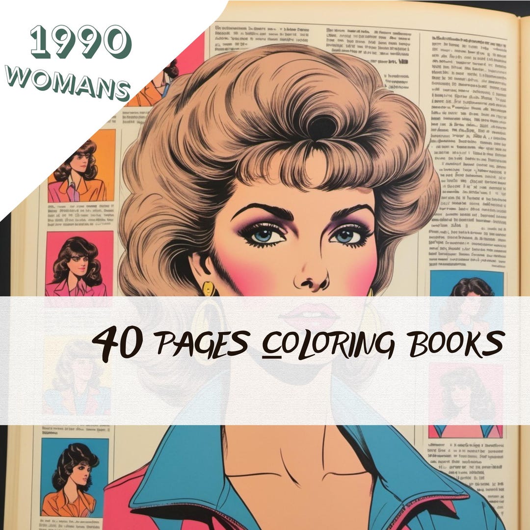 1990s Women Coloring Book, 90s Fashion Coloring Pages, Digital 1990s ...