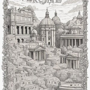 Rome Coloring Book, Digital Rome Art, Italy Landmarks Coloring, Roman ...