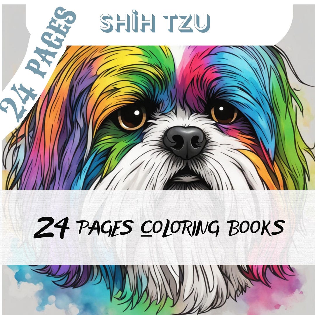 Shih Tzu Coloring Book, Dog Coloring Pages, Pet Lover Coloring Book ...