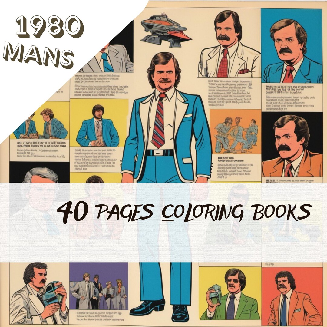 1980s Man Coloring Book, Retro Men’s Fashion Coloring, 80s Men Coloring ...