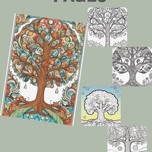 20 Cute Tree Coloring Book for Kids, Coloring Book Template, Abc ...