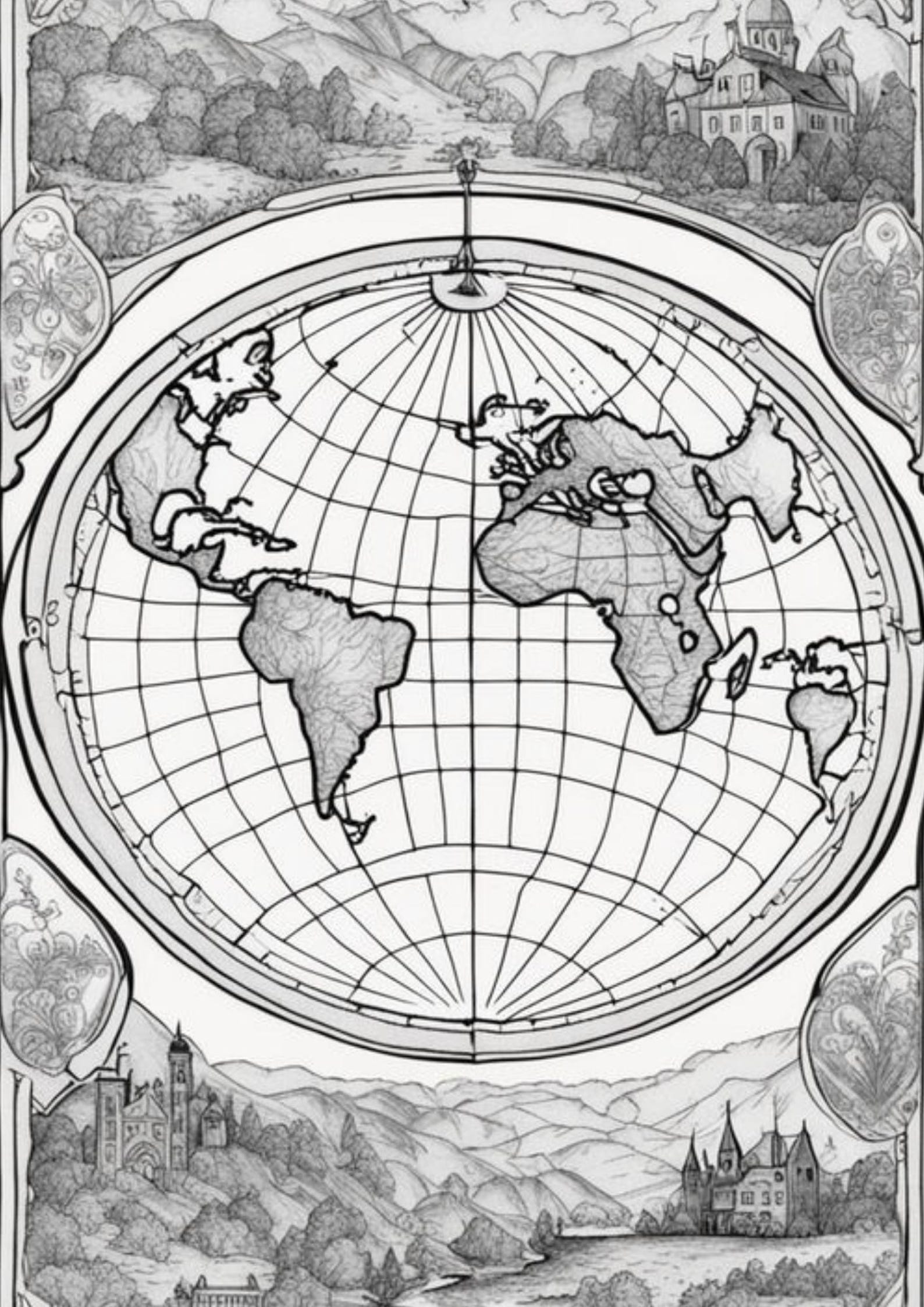 World Maps Coloring Book, Digital Coloring Book, Printable World Maps ...