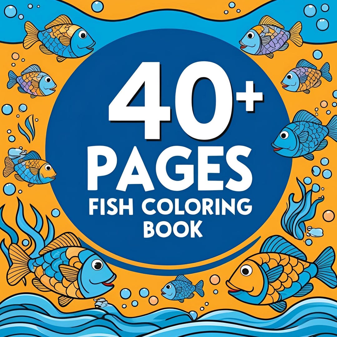 Underwater Coloring Book, Fish Coloring Pages, Ocean Life Art, Digital ...