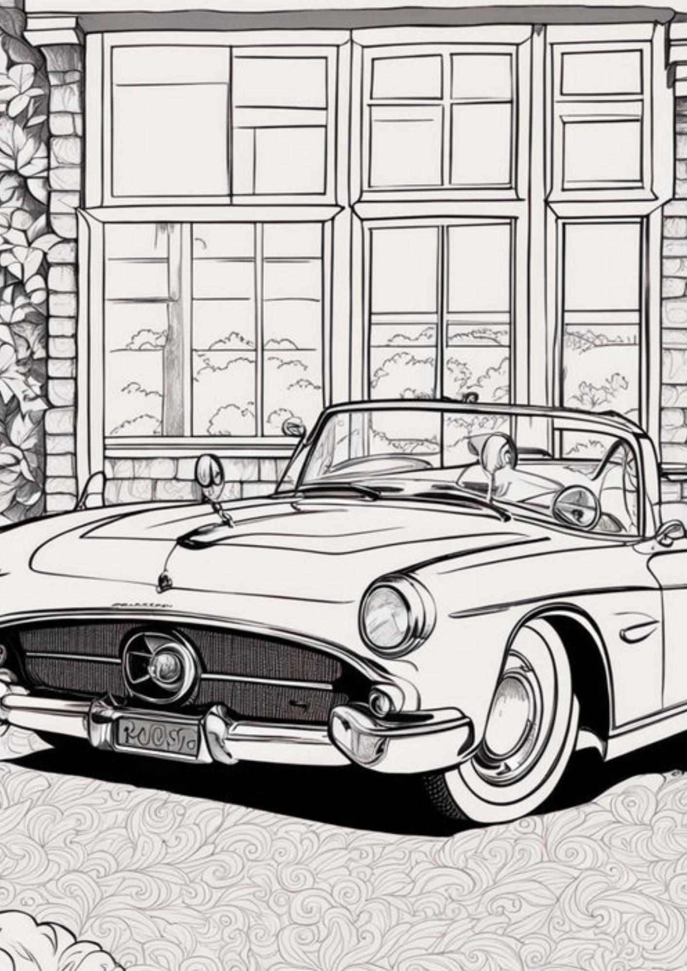 Classic Cars Coloring Book, Vintage Car Designs, Retro Car Coloring ...