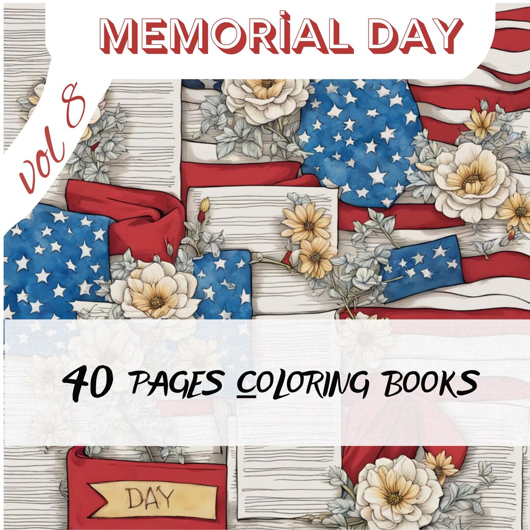 Memorial Day Coloring Pages, Digital Patriotic Coloring Book, Printable ...