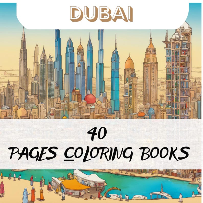 Dubai Coloring Pages, UAE Landmark Art,dubai Skyline Coloring,modern ...