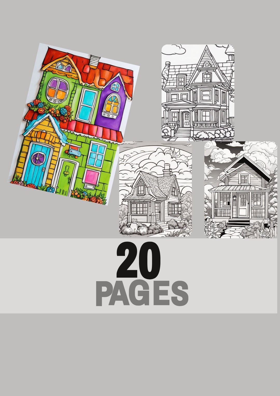 Tiny House Coloring Book, Digital Coloring Pages, Tiny Home ...
