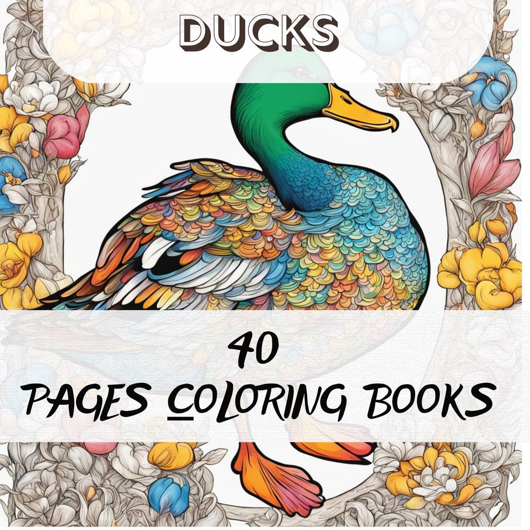 Ducks Coloring Book, Digital Duck Coloring Pages, Printable Duck Art ...