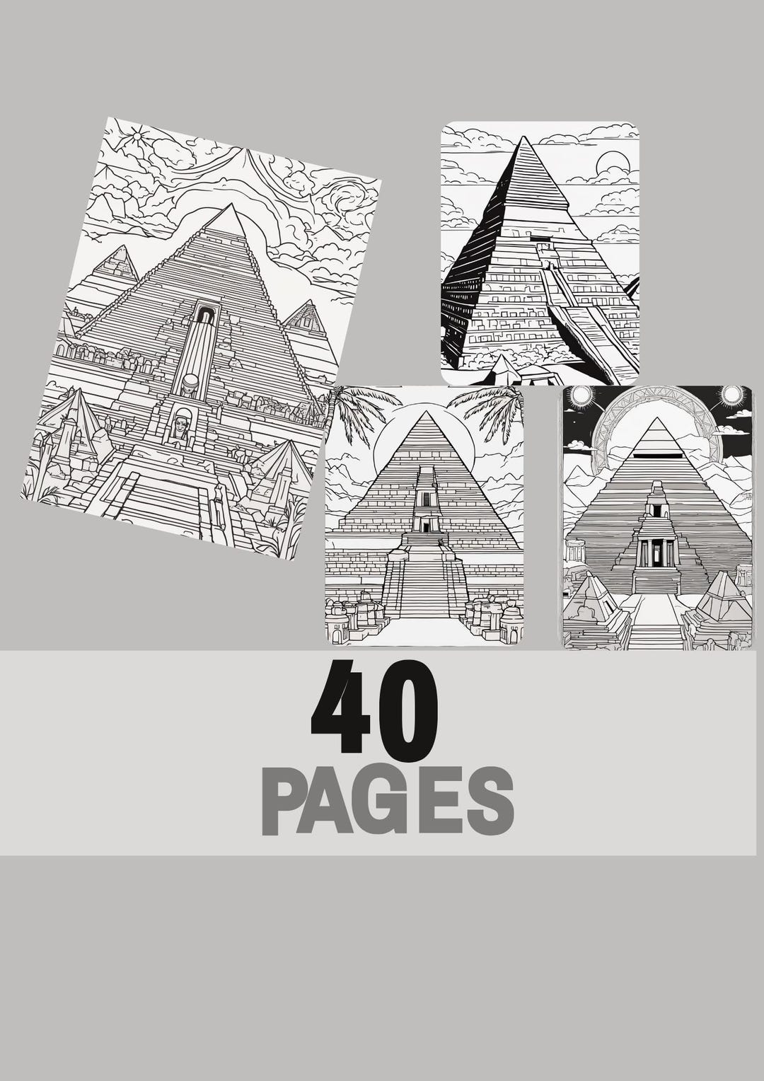 Pyramids Coloring Book, Ancient Wonders Coloring, Digital History Art ...