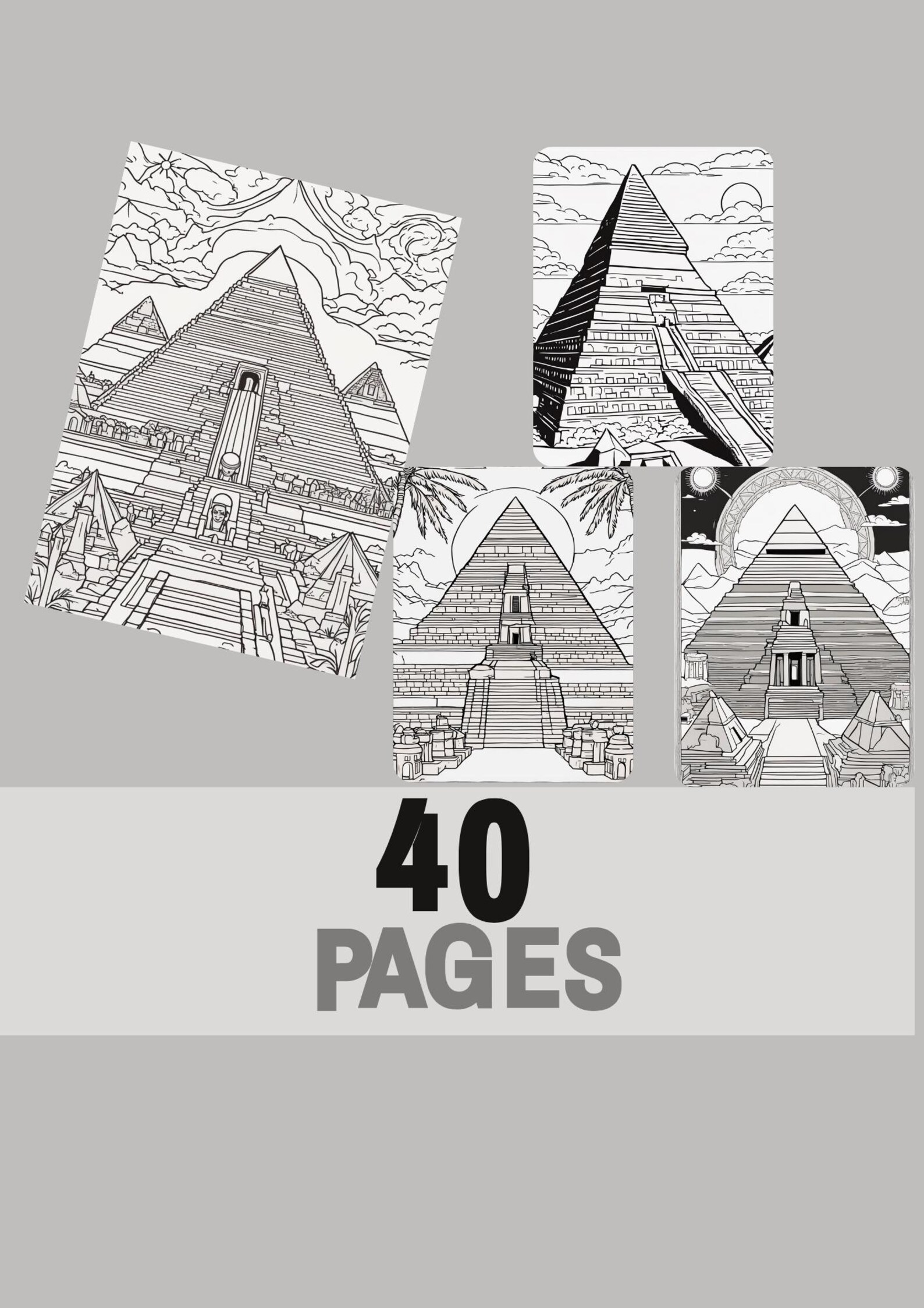 Pyramids Coloring Book, Ancient Wonders Coloring, Digital History Art ...