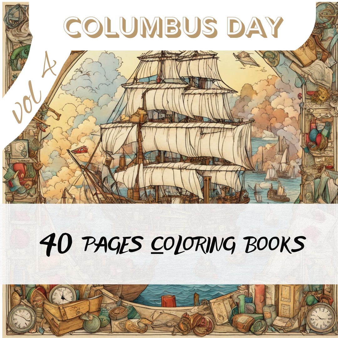 Columbus Day Coloring Book, Printable Columbus Day Pages, Digital ...