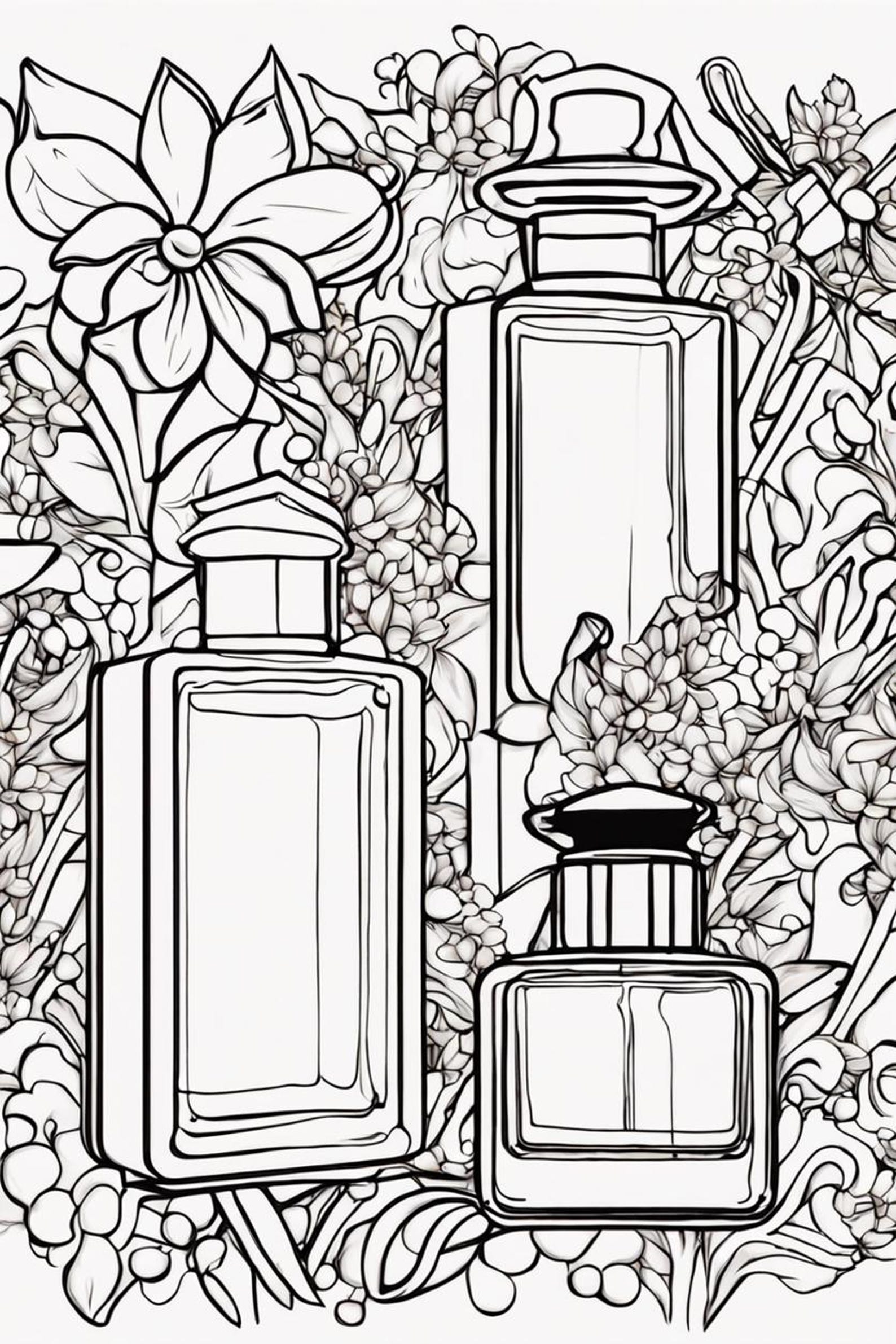 Perfume Bottles Coloring Book, Colorful Perfume Art, Colorful Perfume ...